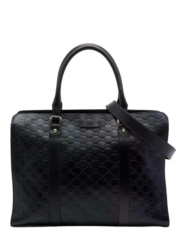 Gucci Medium Business Bag With Embossed Calf Leather - Black