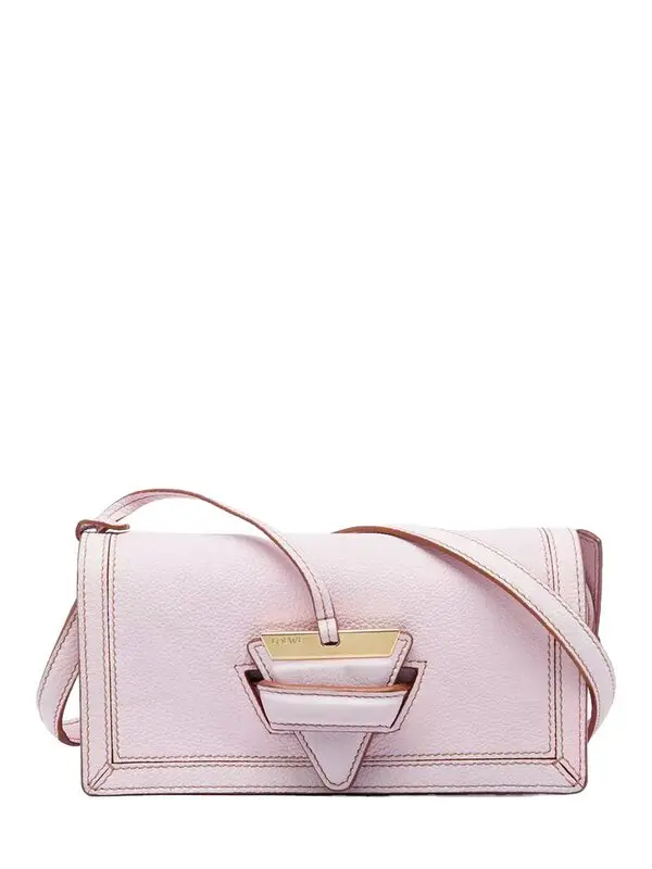 Loewe Grained Calfskin Barcelona Wallet On Strap Crossbody Bag - Pink