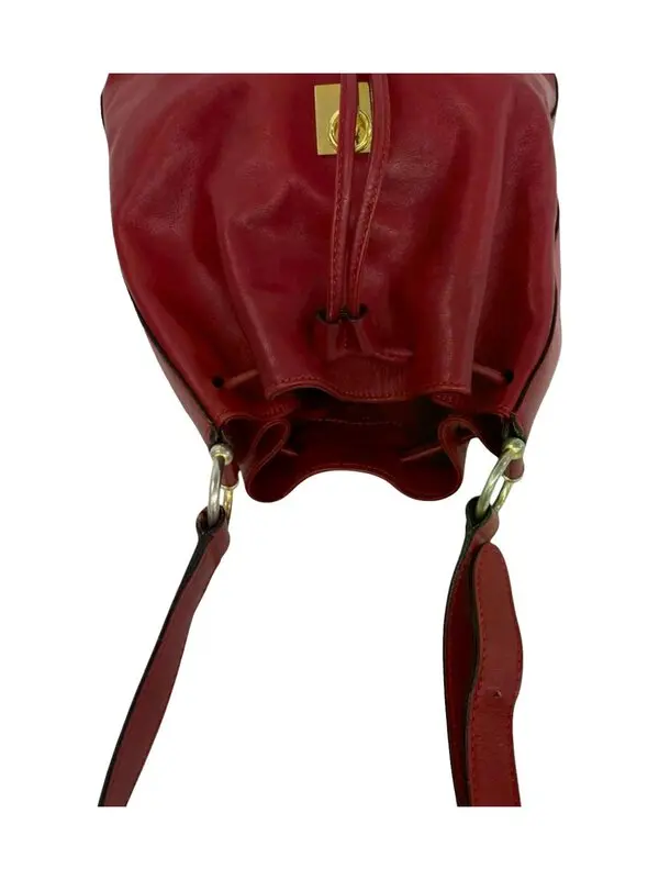 Celine Leather Bucket Bag - Red