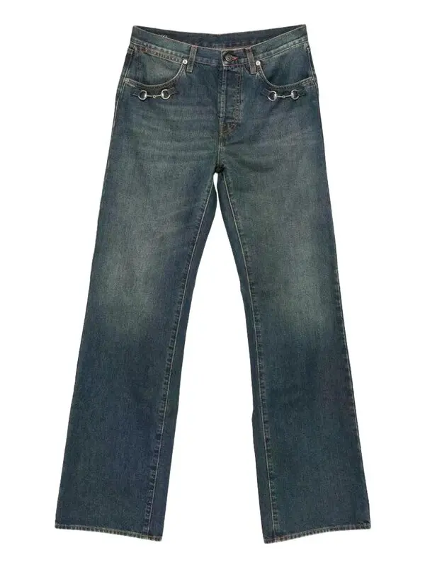 Gucci Horsebit Wide-leg Jeans - Blue