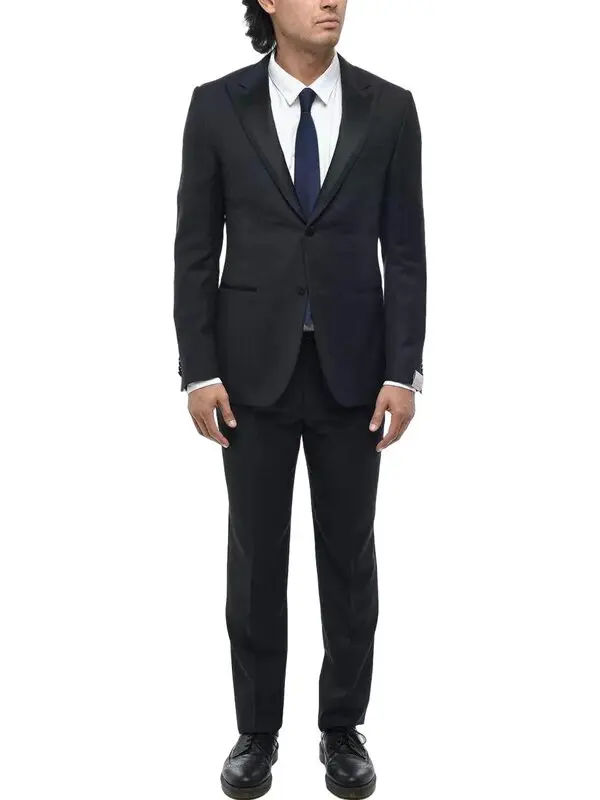 Corneliani Satin Peak-lapel Wool Suit - Blue