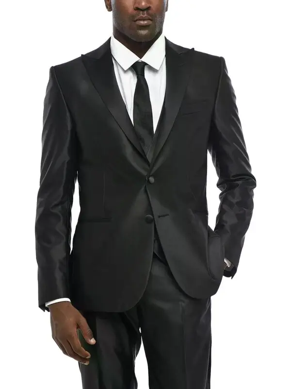 Corneliani Satin-finish Peak-lapel Suit - Black