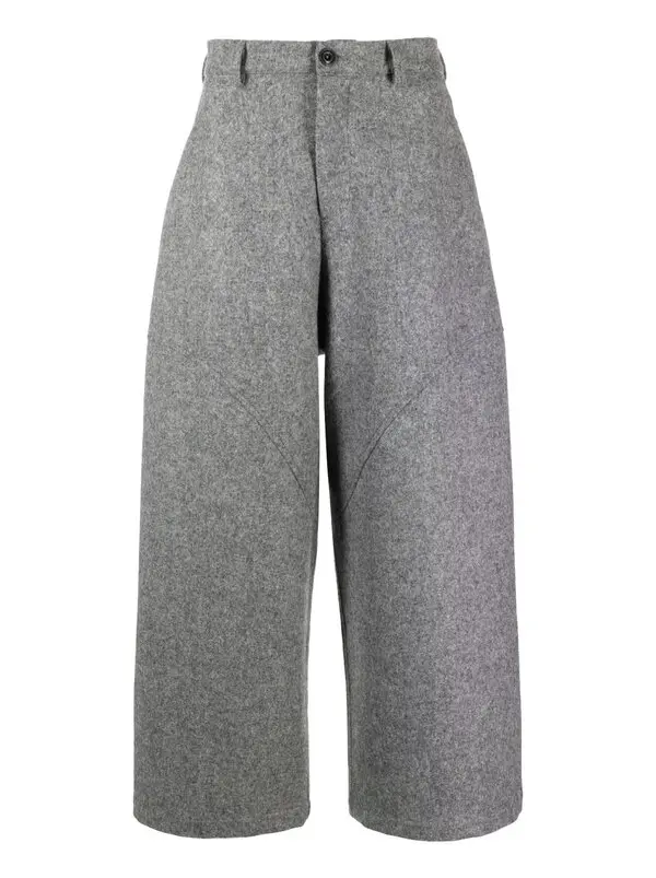 SAGE NATION Heather Wool Wide-leg Trousers - Grey