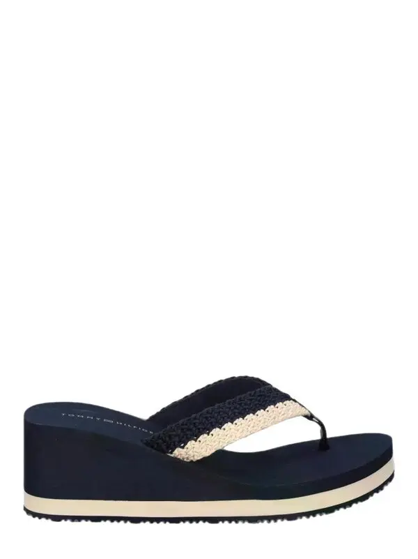 Tommy Hilfiger Crochet-strap Wedge Flip-flops - Blue