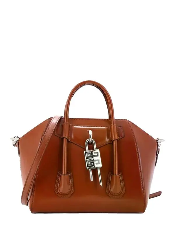 Givenchy Antigona Lock Bag Leather Mini Crossbody Bag - Brown
