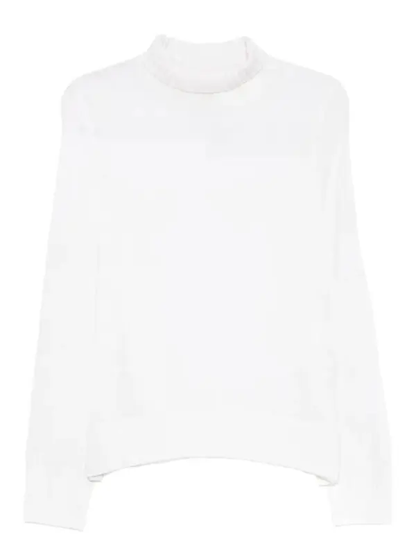 ALLUDE Ribbed-trim Roll-neck Sweater - White