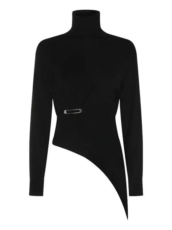 LANVIN Asymmetric Safety Pin Sweater - Black