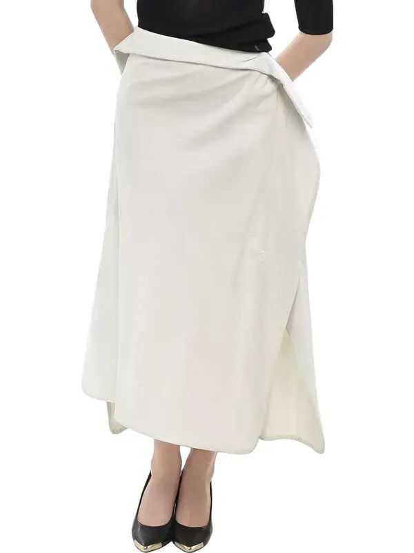 Yohji Yamamoto Asymmetrical Midi Jersey Skirt - Neutrals