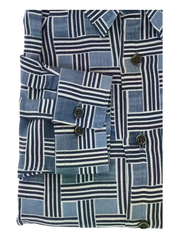 Corneliani Circle Basketweave-pattern Shirt - Blue