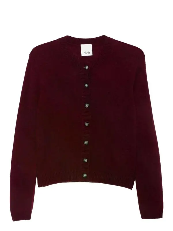 ALLUDE Button-up Ribbed-trim Cardigan - Red