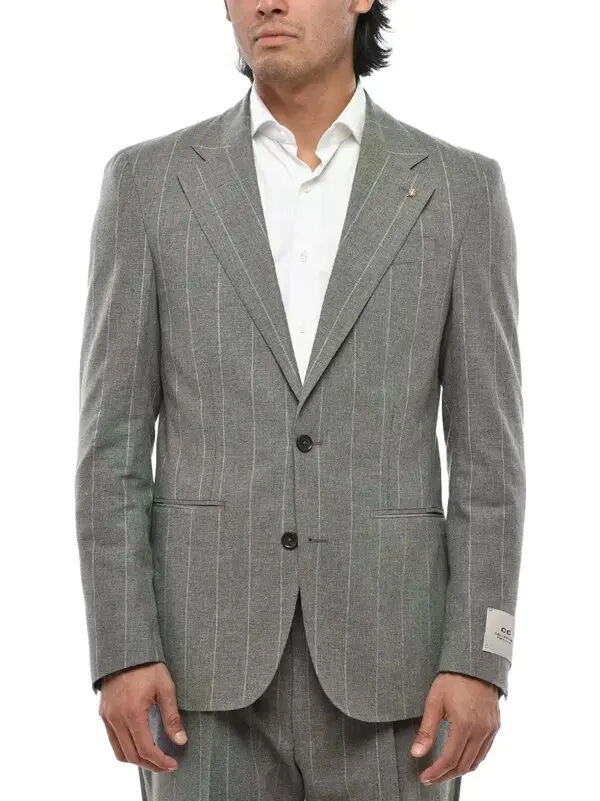 Corneliani Cc Collection Pinstripe Single-breasted Suit - Grey