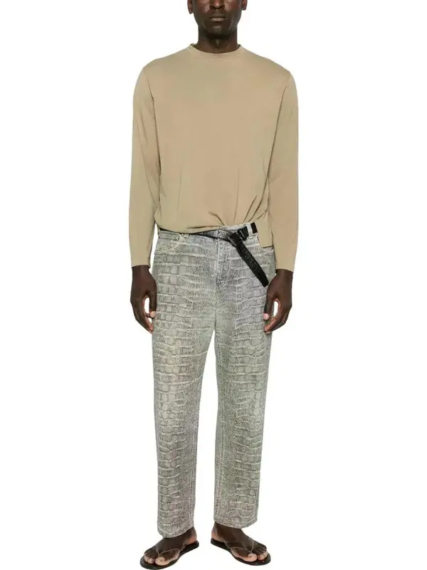 Roberto Cavalli 1990s Crocodile-effect Trousers - Grey