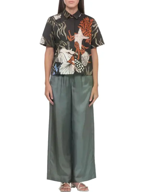 Marella Short-sleeve Shirt With Seashell Print - Black