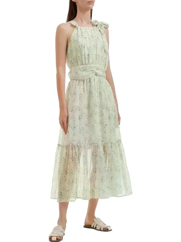 B+AB Floral-print Tiered Midi Dress - Neutrals
