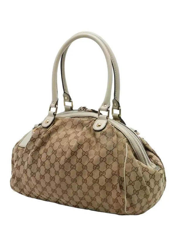 Gucci Gg Canvas Sukey Satchel - White