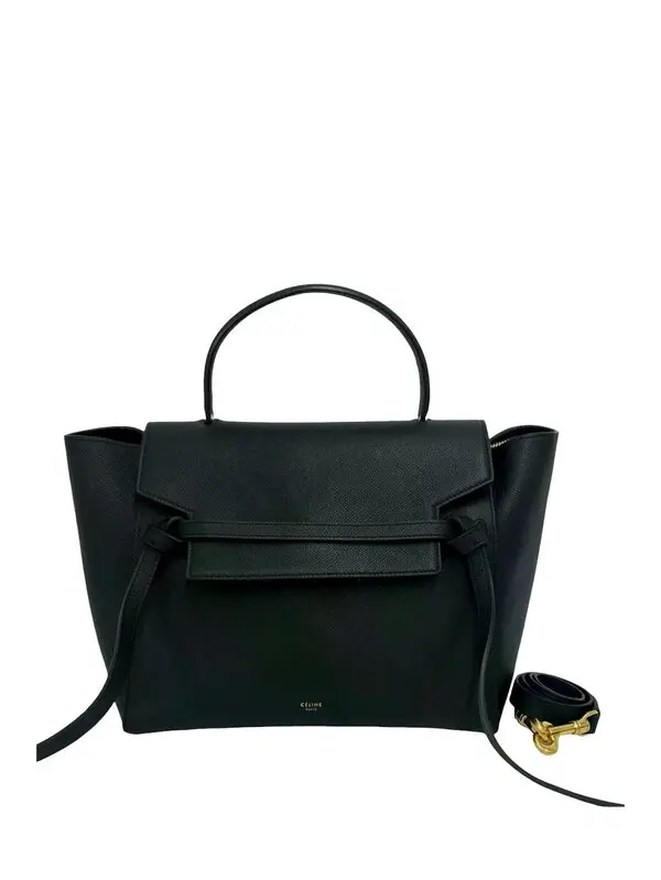 Celine Grained Calfskin Belt Bag Satchel - Black