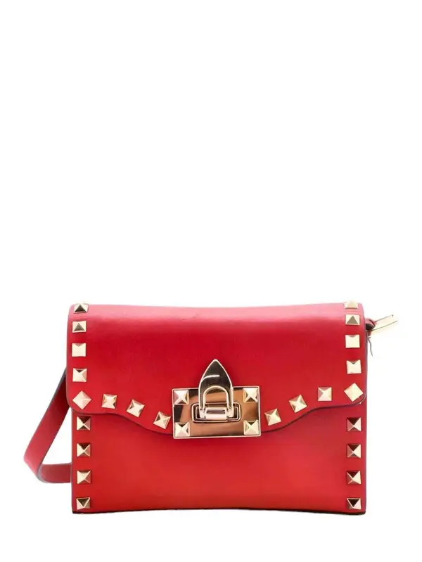 Valentino Garavani Rockstud Flip Lock Flap Bag Leather Mini Crossbody Bag - Red