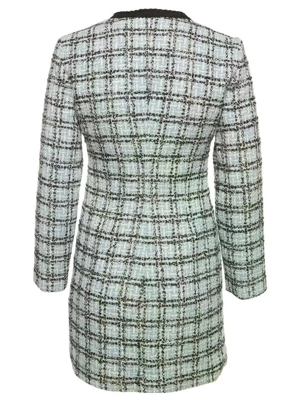 Maje Tweed Long-sleeve Mini Dress - Blue