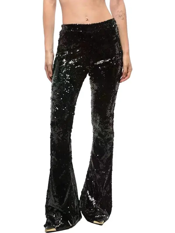 ADRIANA HOT COUTURE Sequin Embellished Flared Trousers - Black