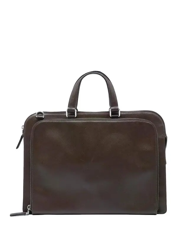 Prada Saffiano Cuir Travel Business Bag - Brown