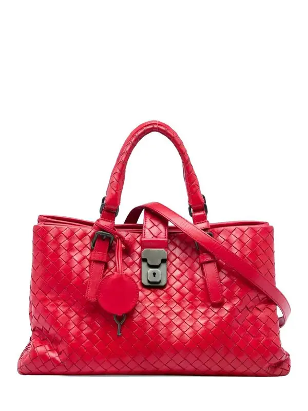 Bottega Veneta 2012-2026 Small Nappa Intrecciato Roma Satchel - Red