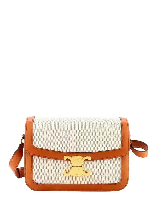 Celine Triomphe Shoulder Bag Canvas Leather Medium - Brown