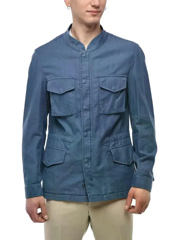 Corneliani Long-sleeved Utility Jacket With Band Collar - Blue