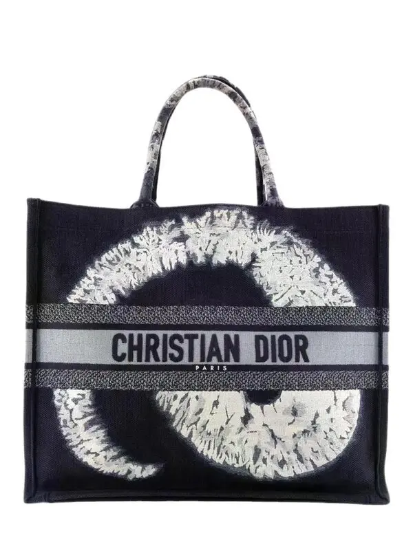 Dior Book Embroidered Canvas Large Tote Bag - Blue