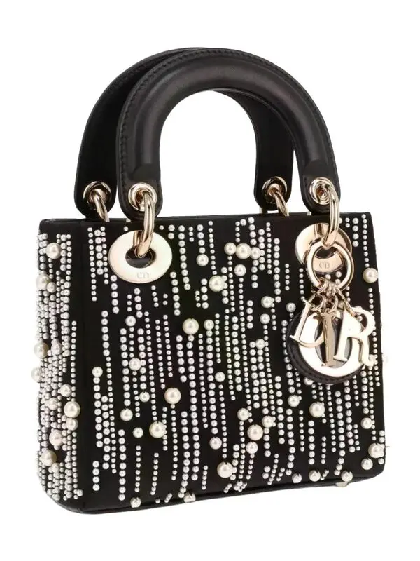 Dior Mini Lady Pearl-embroidered Shoulder Bag - Black
