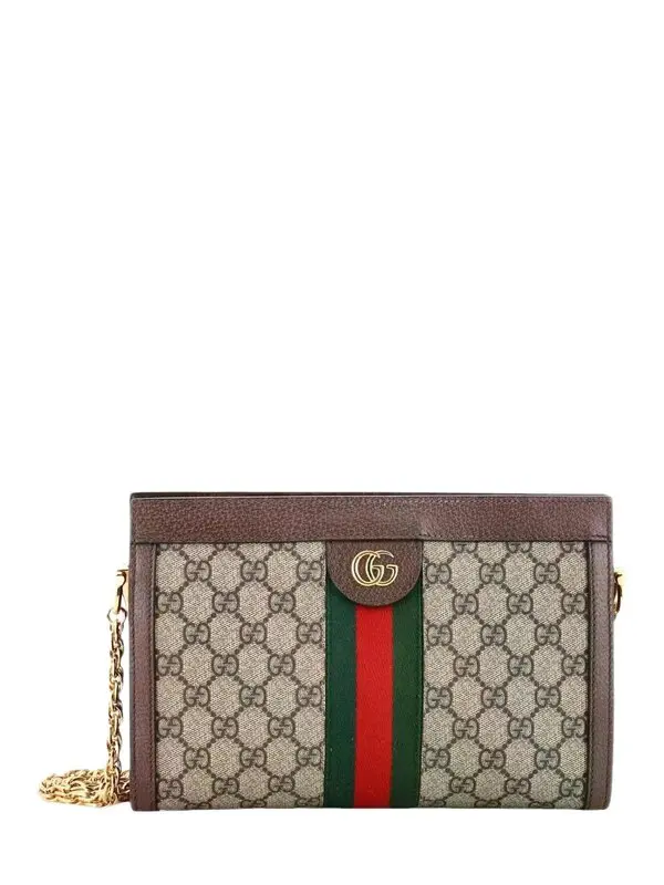Gucci Ophidia Chain Shoulder Bag Gg Coated Canvas - Brown