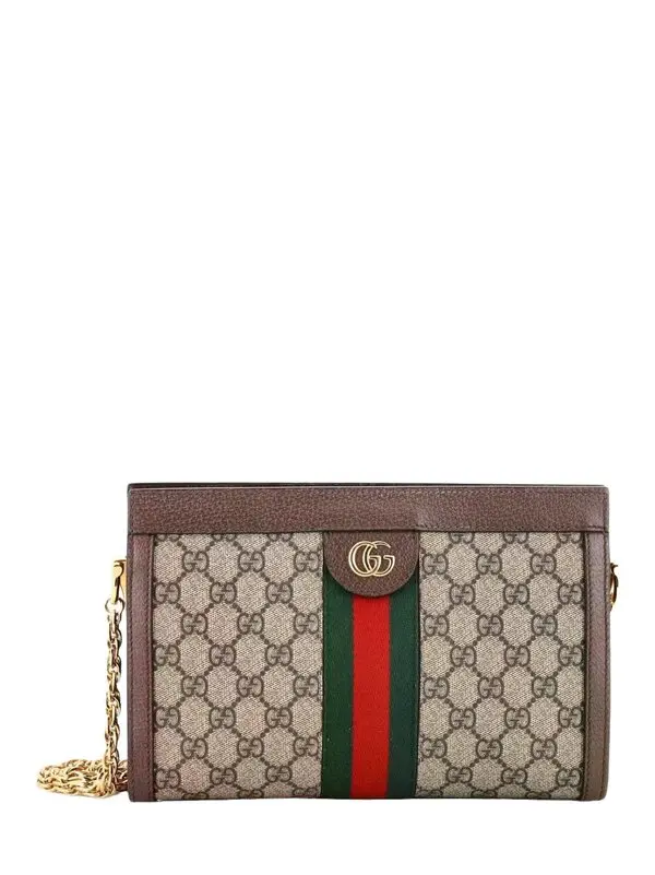 Gucci Ophidia Chain Shoulder Bag Gg Coated Canvas - Brown