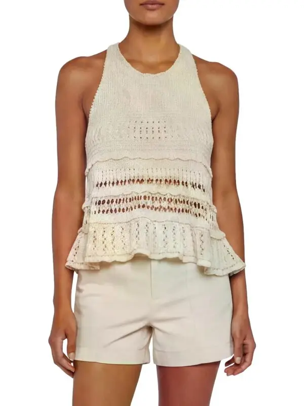 MARANT ETOILE Cream Cotton Knitted Tank Top - Neutrals