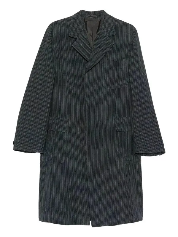 ROMEO GIGLI 1990s Stripe-pattern Single-breasted Coat - Grey