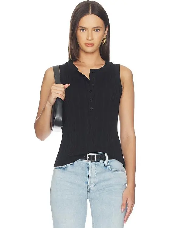 Sanctuary Sleeveless Ribbed Knit Top - Black