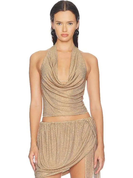 HAELO Cowl Halter Top - Tan