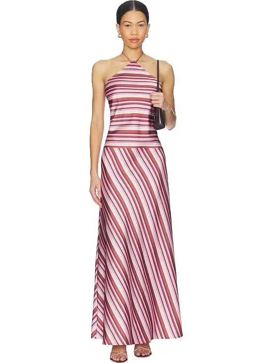 WITH HARPER LU Halter Maxi Dress In . Also - Pink