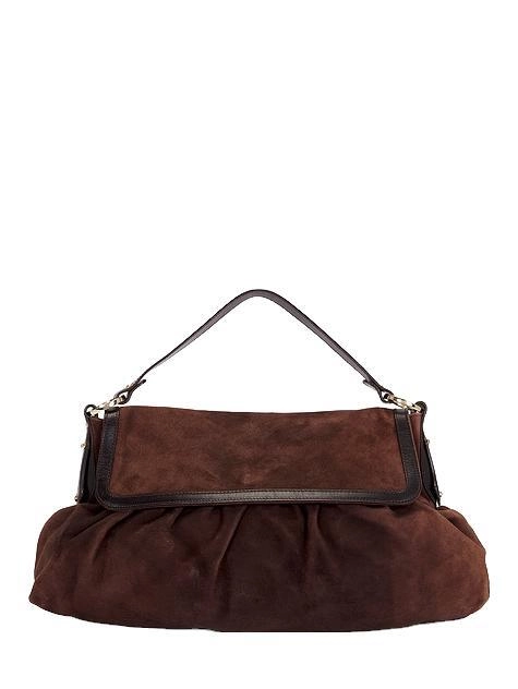 FWRD RENEW Fendi Suede Chef Shoulder Bag - Brown