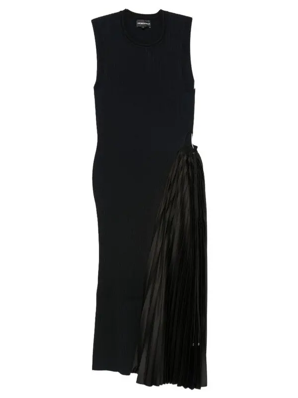 Emporio Armani Pleated Midi Dress - Black