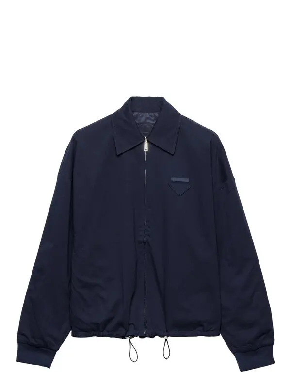 Prada Reversible Jersey Blouson Jacket With Classic Collar - Navy