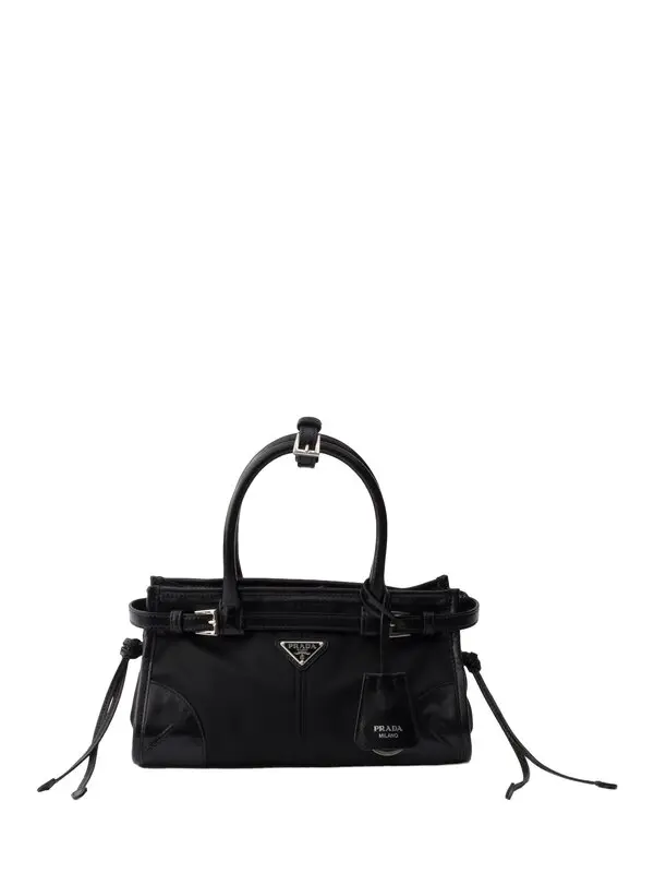 Prada Bonnie Small Re-nylon And Leather Handbag - Black