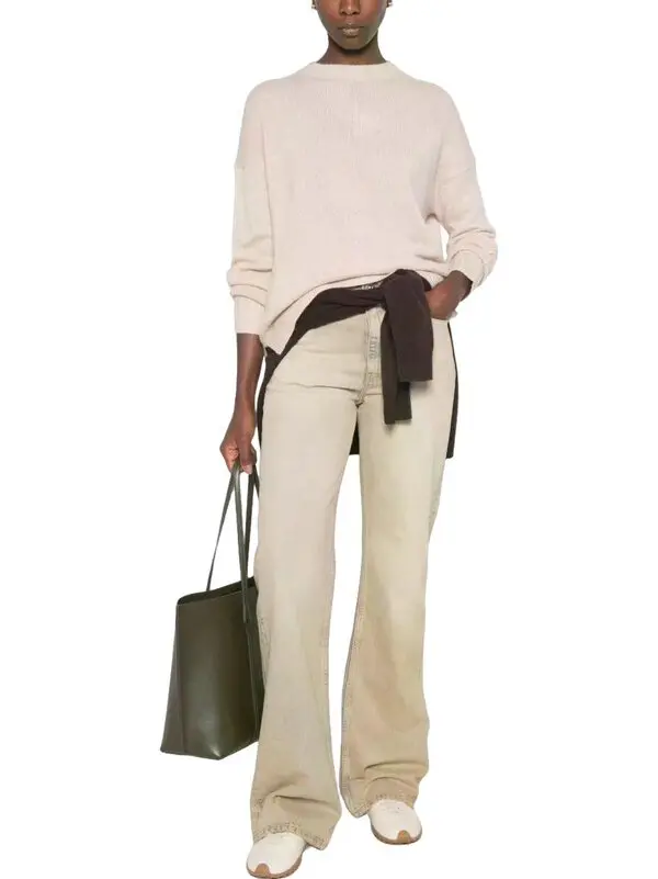 ALLUDE Ribbed-knit Crew Neck Sweater - Neutrals