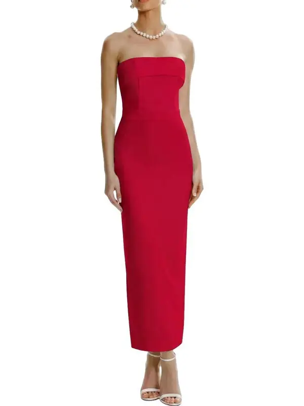 FRAMBOISE Asma Strapless Maxi Dress - Red