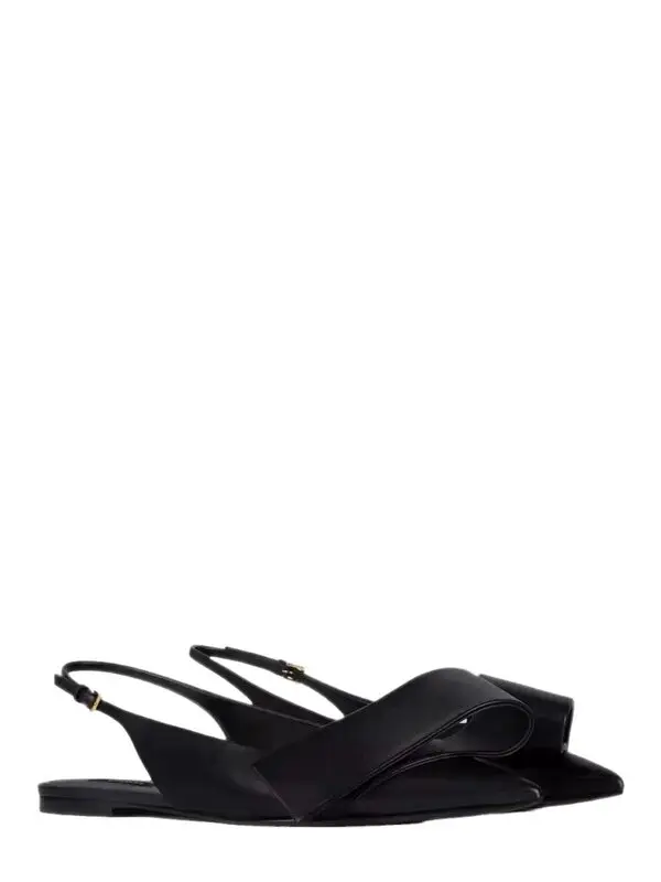 Givenchy Twisted Ribbon Flat Leather Slingbacks - Black