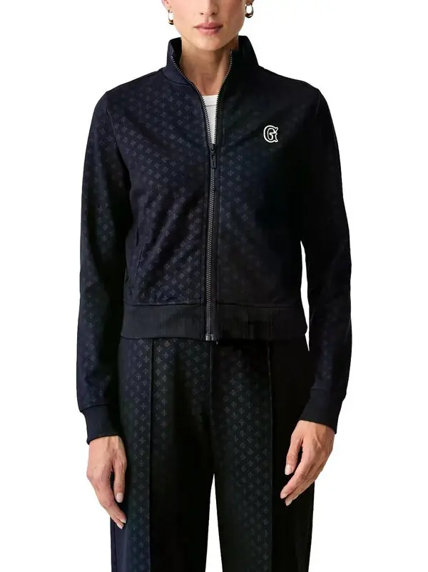 Guess Viscose-blend Zip-up Sweatshirt With High Neck - Blue