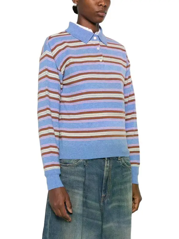 Guest In Residence Collegiate Stripe Polo Sweater - Blue