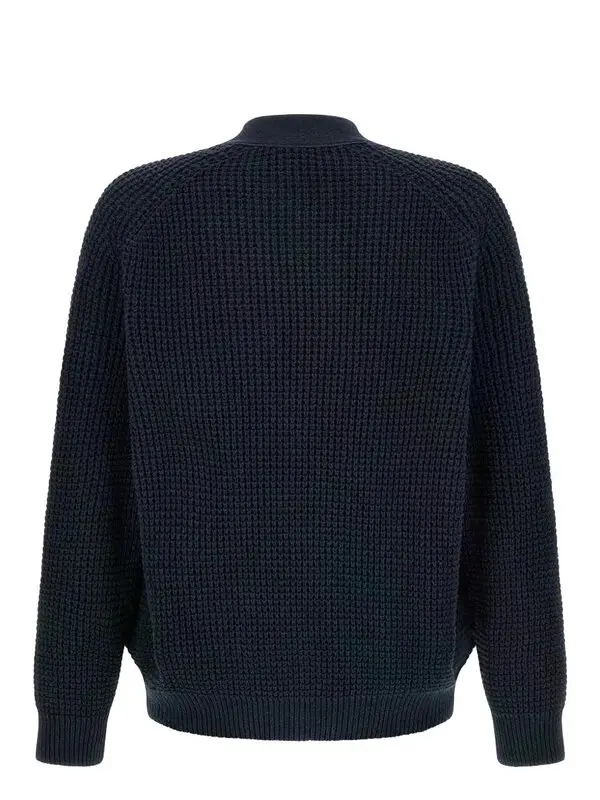 BOSS Honeycomb Knit V-neck Cardigan - Blue