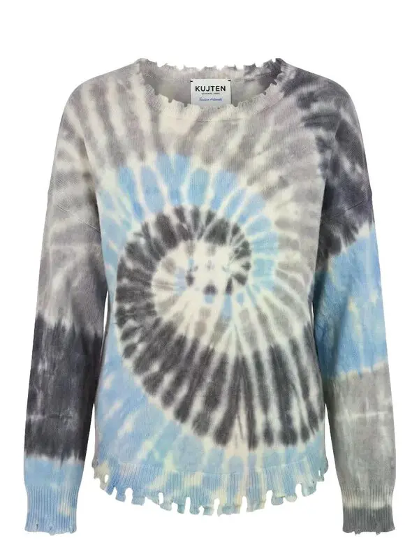 KUJTEN Cashmere Tie-dye Distressed Sweater - Grey