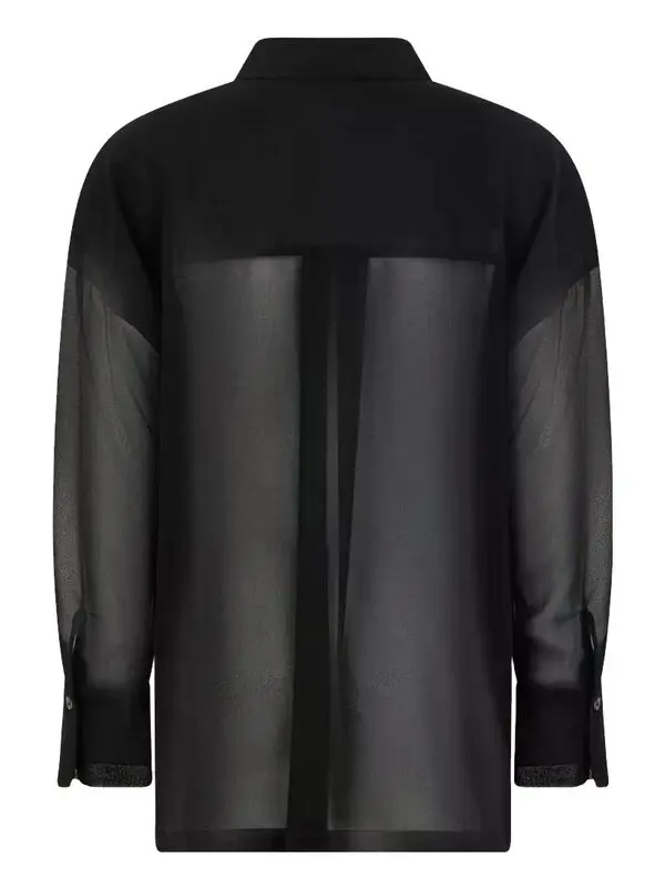 P.a.r.o.s.h Ruffled Semi-sheer Blouse - Black