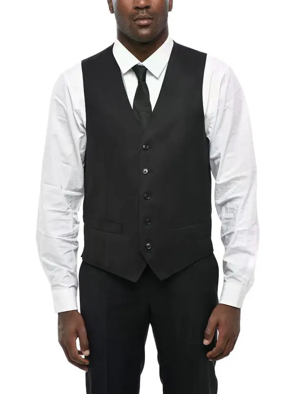 Corneliani V-neck Welt-pocket Waistcoat - Black