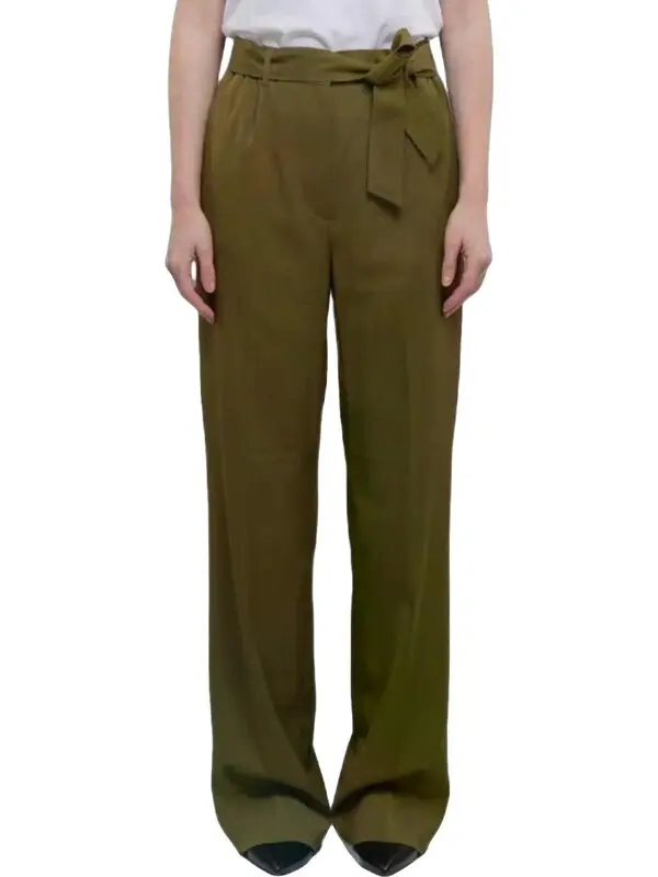Max Mara Editto Belted Virgin-wool Trousers - Green
